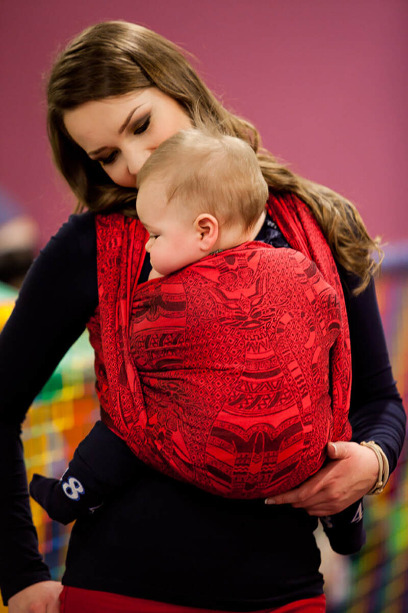 Baby Wrap, Jacquard Weave (60% cotton, 40% bamboo) - Cats Black&Red ...
